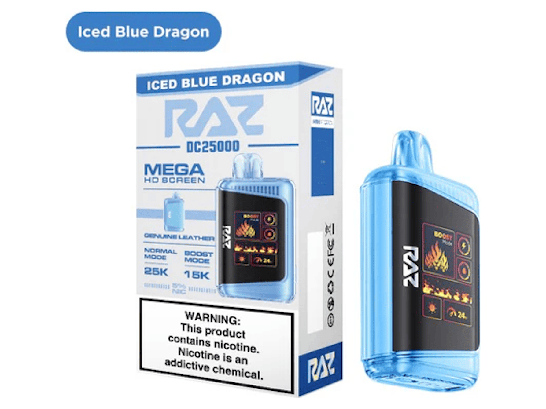 Iced Blue Dragon - RAZ DC25000 Disposable Vape – NicMafia